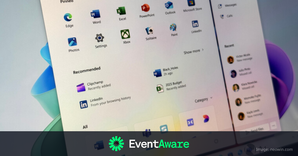 EventAware - Microsoft Rolls Out Redesigned Start Menu for Windows 11 ...